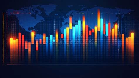 Abstract Global Stock Market Analysis Blue And Orange Candlestick Chart Data Visualization