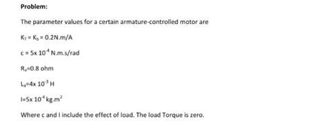 solved problem the parameter values for a certain