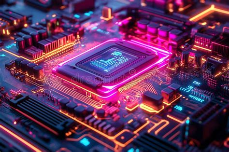 A 3d Rendered Motherboard With Intricate Circuits Stock Illustration Illustration Of