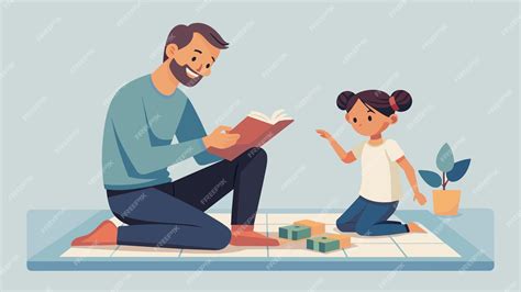 Premium Vector A Young Girl Sitting On Her Fathers Lap Reaching