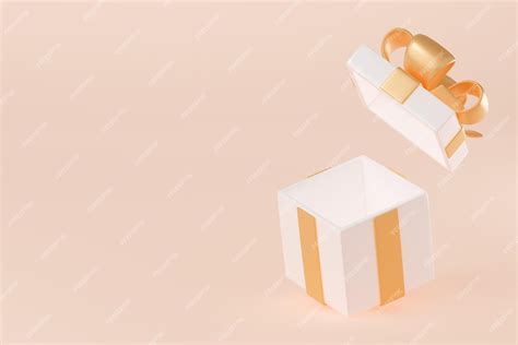 황금 광택 리본이 있는 3d 렌더링 열린 선물 상자 무료 사진