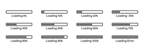 Percentage Loading Bar Infographics Icon Set 0 100