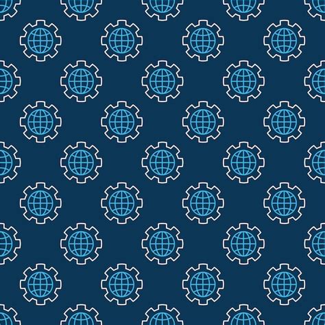 Premium Vector Globe Inside Gear Vector Concept Line Seamless Pattern