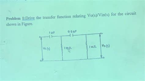 solved problem 1 drive the transfer function relating