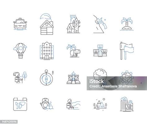 Navigation Group Line Icons Collection Location Route Direction Map Compass Destination