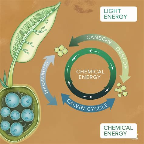 Proceso Biológico Fotosíntesis Composición Con Conversión De Energía