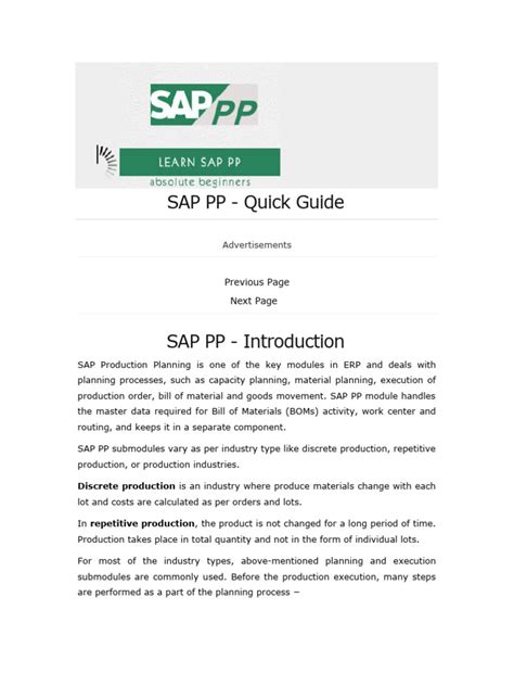 Sap Pp Overview Download Free Pdf Logistics Production And