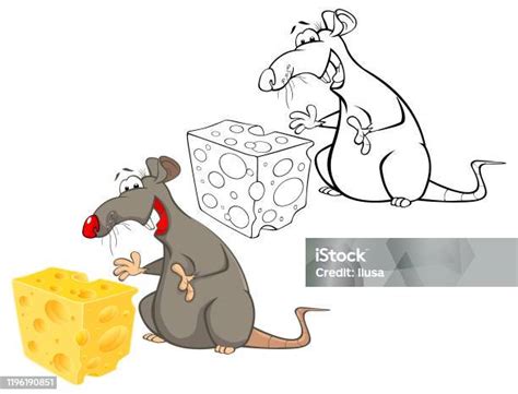 당신이 디자인 및 컴퓨터 게임을위한 귀여운 만화 캐릭터 쥐의 벡터 일러스트 레이션 색칠하기 책 윤곽선 세트 귀여운에 대한 스톡