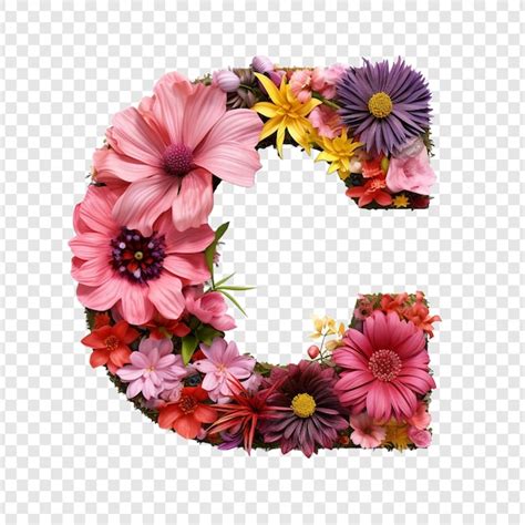 Premium Psd Letter C With Flower Elements Flower Made Of Flower 3d