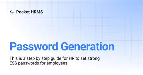 Password Generation Pocket Hrms