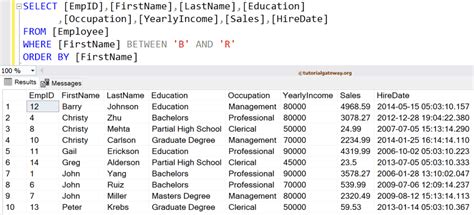 Sql Between Operator