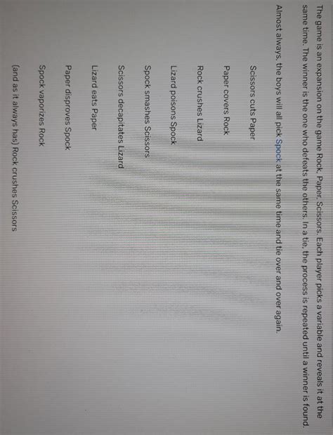 Solved Design A Script To Play Rock Paper Scissors Against