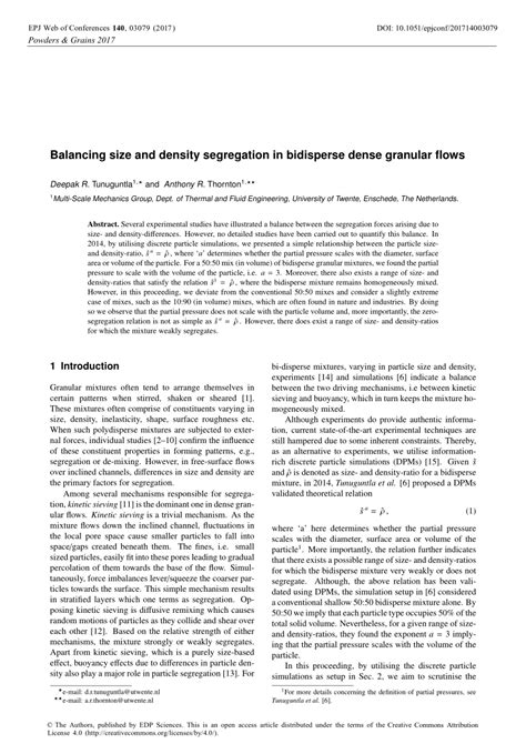 Pdf Balancing Size And Density Segregation In Bidisperse Dense