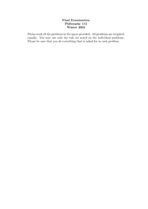 Final Exam For Intermediate Symbolic Logic Phi 112 Docsity