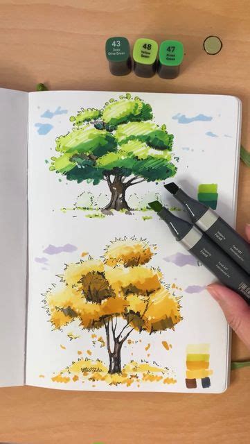Aimian Art On Instagram Draw Trees With Chisel Tip Markers Full Tutorial Is On My YouTube