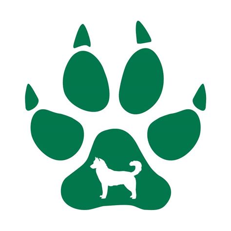 A Clipart Image Of A Green Paw Print With A White Dog Silhouette In The