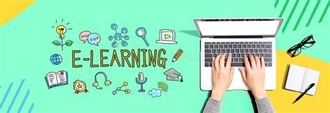 e learning theme with person using a laptop stock image image of