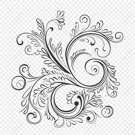 흰색 배경 개요 스케치 드로잉에 우아한 꽃 디자인 벡터 선 그리기 시각 예술 Png 일러스트 무료 다운로드 Lovepik