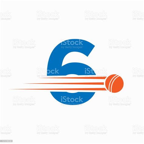 크리켓 클럽 기호에 대한 공 아이콘이 있는 초기 문자 6 크리켓 개념 경기 스포츠에 대한 스톡 벡터 아트 및 기타 이미지 경기 스포츠 경쟁 공 스포츠 장비 Istock