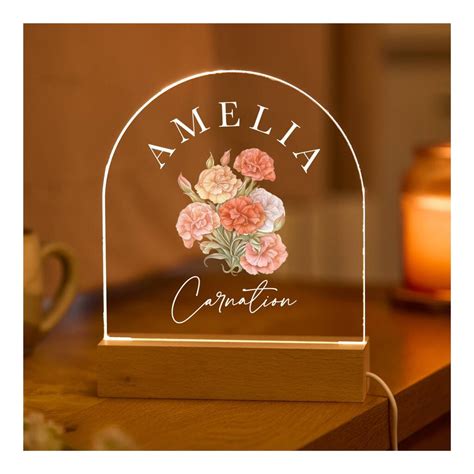 Personalised Birth Flower Night Light By Pomchick
