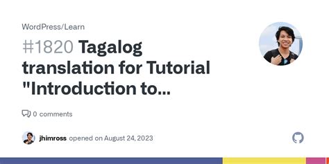 Tagalog Translation For Tutorial Introduction To Contributing To