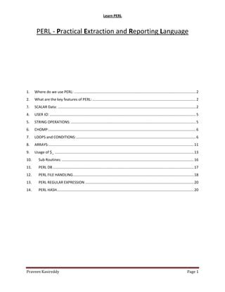 PERL For QA Important Commands And Applications PDF