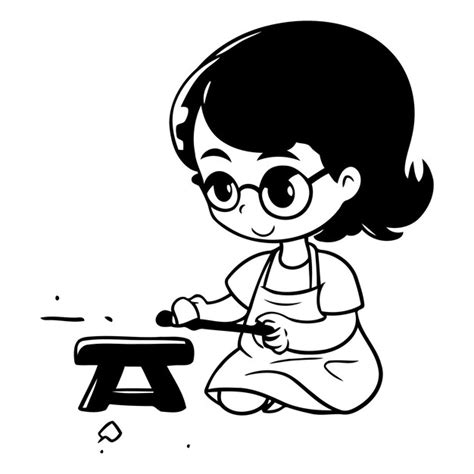 Premium Vector Illustration Of A Cute Girl Making A Firework On Anvil