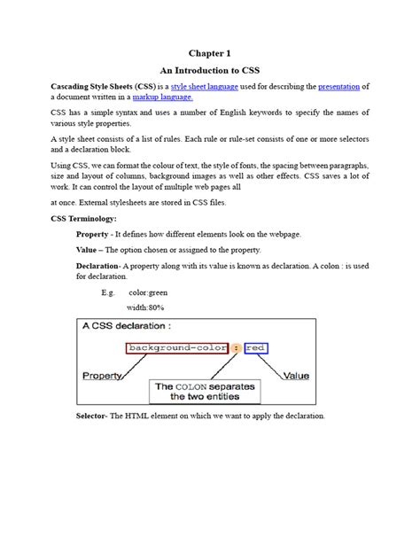 An Introduction To Css Cascading Style Sheets Css Pdf Html Written Communication