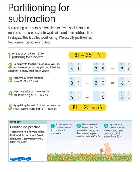 partitioning for substraction and substraction with number line