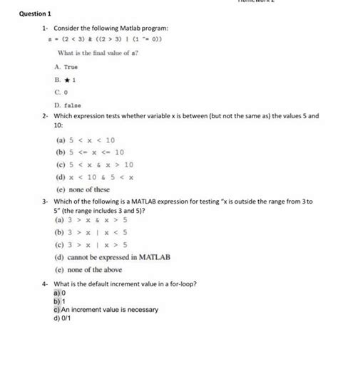 Solved Question 1 1 Consider The Following Matlab Program