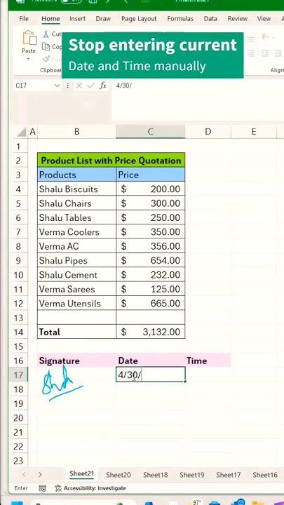 Efficient Current Date And Time Entry Shortcut In Excel Tutorial Exceltutorial