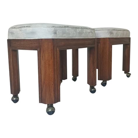 1960s Mid Century Oak Small Low Stools Set Of 2 Chairish
