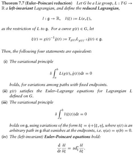 Variational Derivative And Euler Poincare Equations Physics Forums