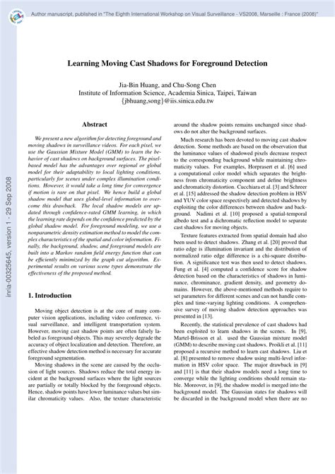 Pdf Learning Moving Cast Shadows For Foreground Detection