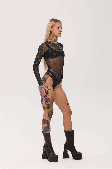 Боді зі стрейч сітки з принтами “Сінтра” Купити в Turwear