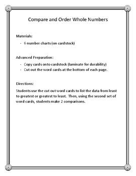 Compare Order Whole Numbers By Christina S Creations TpT