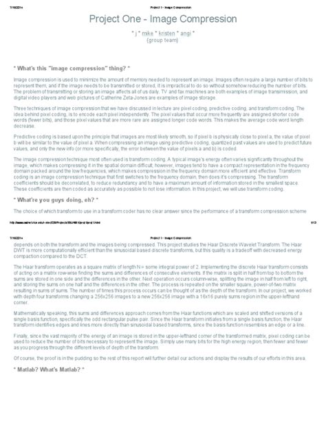 Project 1 Image Compression Pdf Data Compression Signal Processing