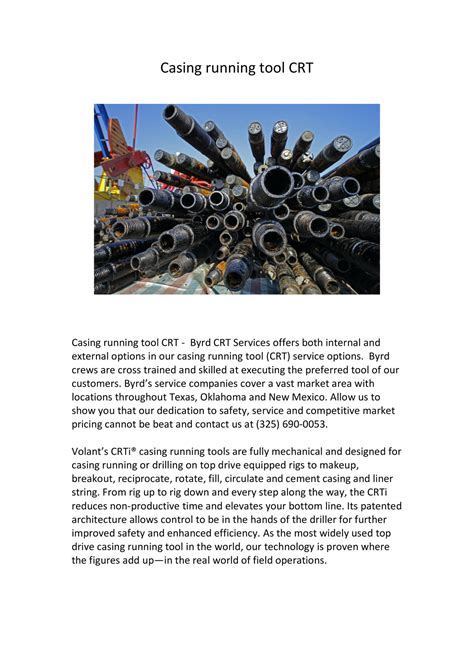 My Publications Casing Running Tool Crt Page 1 Created With