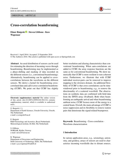 Pdf Cross Correlation Beamforming