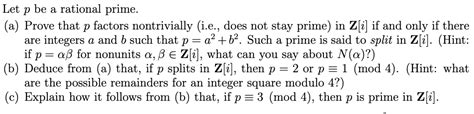 Solved Let P Be A Rational Prime A Prove That P Factors Chegg Com