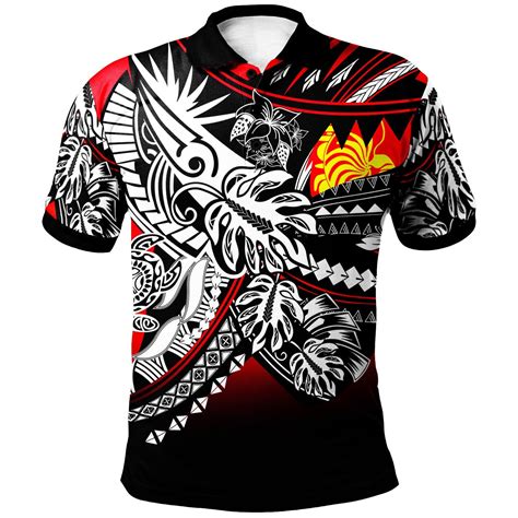 Polynesian Pride New Caledonia Polo Shirt Tribal Jungle Red Pattern Shop