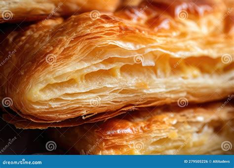 Close Up Of Flaky Puff Pastry Turnover Showing The Layers And