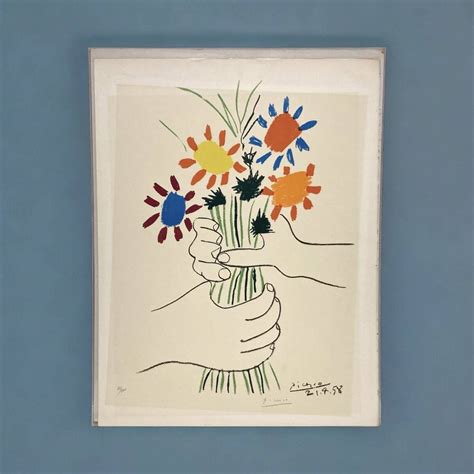 Yahooオークション 1真作パブロ ピカソpablo Picasso花束を持つ手リ