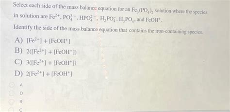 Solved Select Each Side Of The Mass Balance Equation For An
