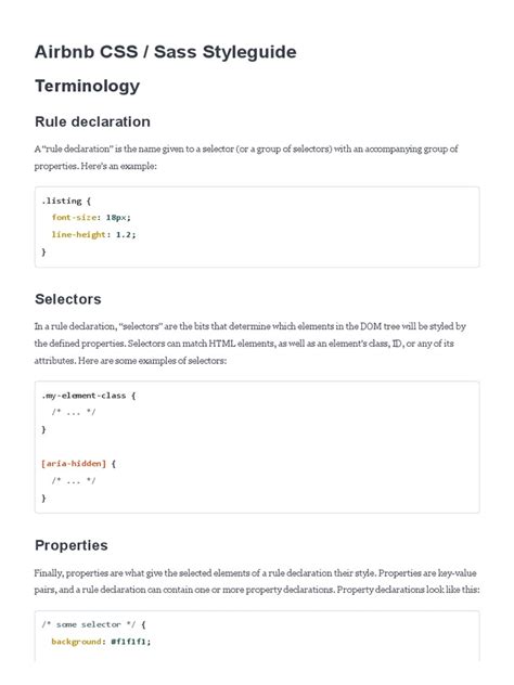 Airbnb Css Sass Styleguide Pdf Cascading Style Sheets Computer