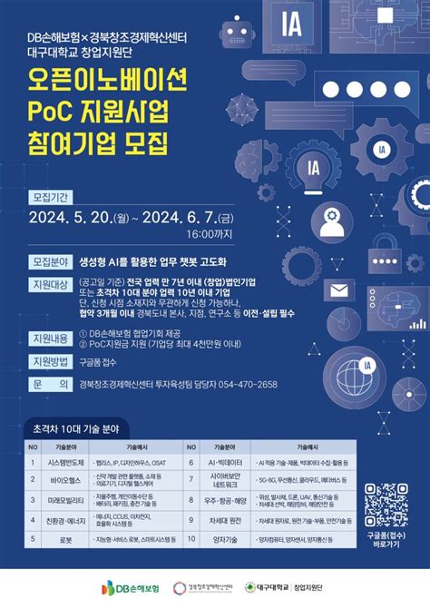 경북창경센터·대구대 창업지원단 Db손해보험 오픈이노베이션 Poc 지원사업 참여기업 모집 플래텀