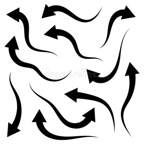 Vector Set Of Black Curved Arrow Icons With Different Direction Stock Vector Illustration Of