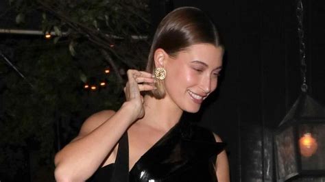 Hailey Bieber Tries A Vinyl Version Of Her Signature Micro Mini Dress Vogue India