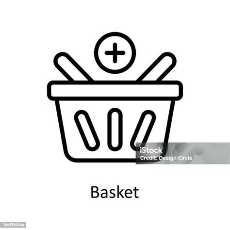 바구니 벡터 개요 아이콘 디자인 그림입니다 흰색 배경에 하우스키핑 기호 Eps 10 파일 가정 생활에 대한 스톡 벡터 아트 및 기타 이미지 가정 생활 가정 주방