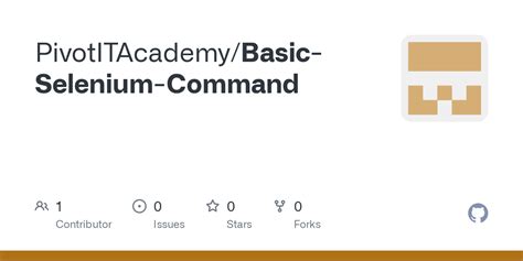 Github Pivotitacademybasic Selenium Command